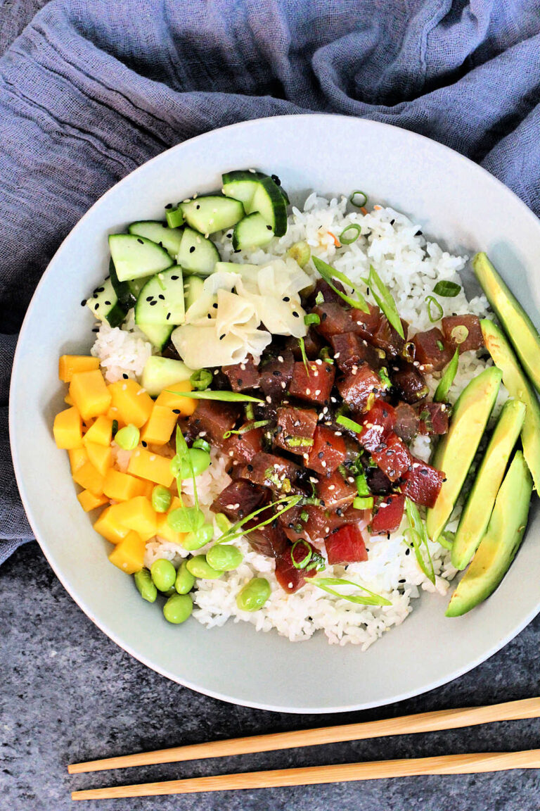 Spicy Tuna Poke Bowl - The Foodie Physician